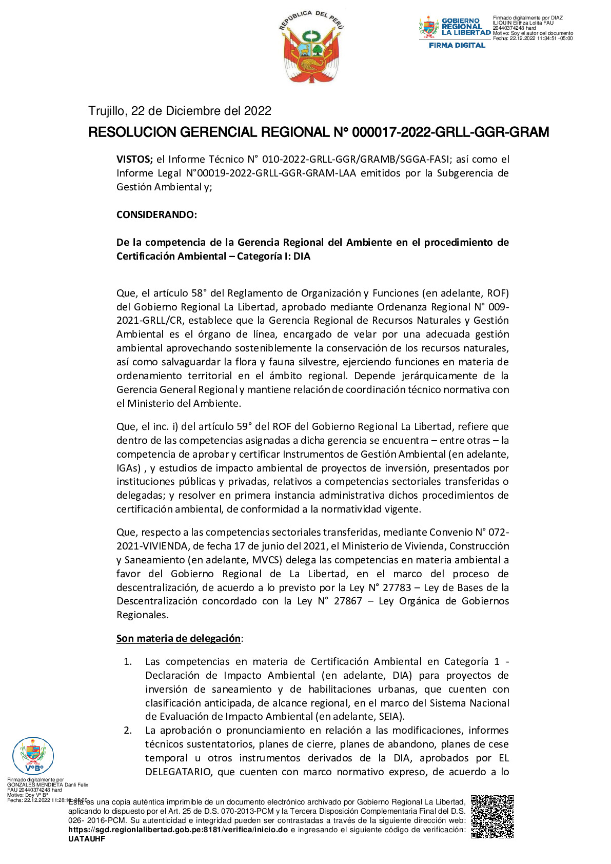 RESOLUCION GERENCIAL REGIONAL N° 000017-2022-GRLL-GGR-GRAM | SINIA